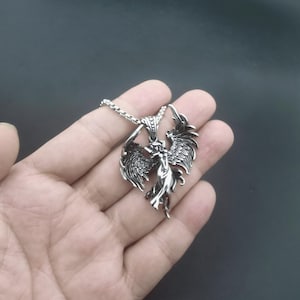 Engraved Dark Angel Pendant/evil Spirit Demons Wings Feather Angel/18k ...