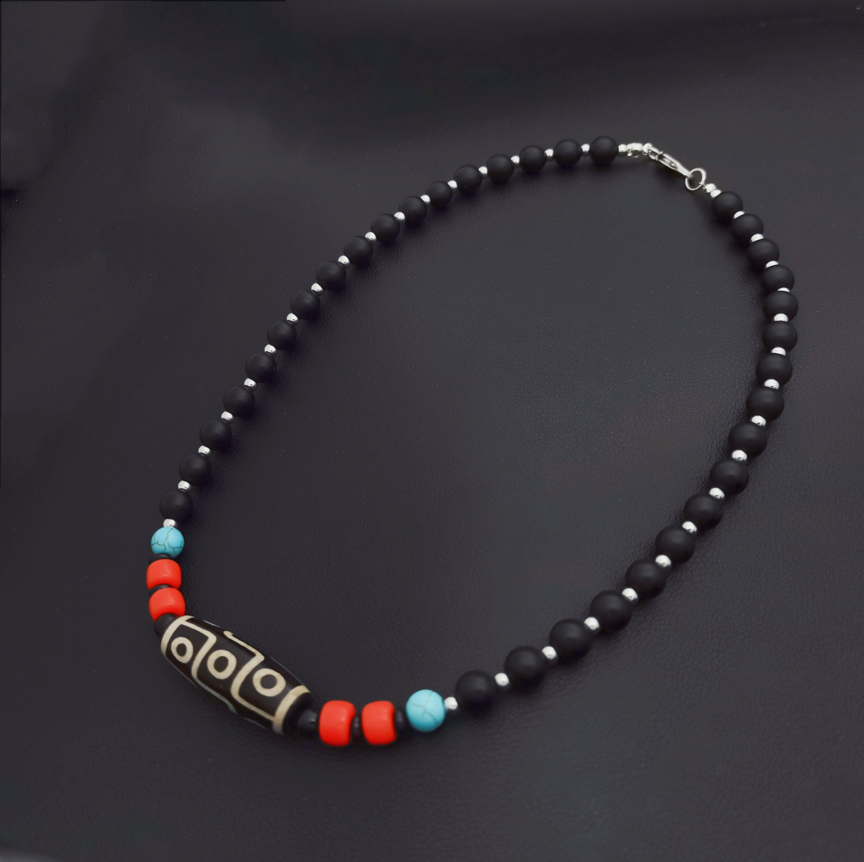 Ancient Tibetan Dzi Onxy Choker/ Nine Eys Tianzhu Beaded Necklace ...