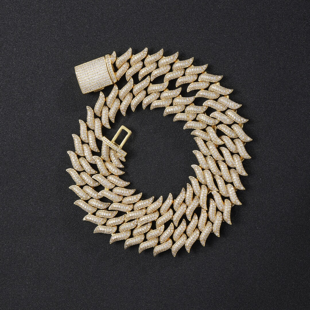 18mm Spiked Diamond Cut Collars/bling Cuban Link Chain Necklace ...
