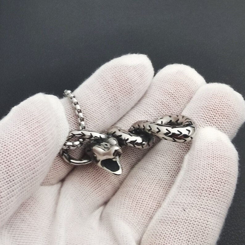 Engraved Viper Snake Necklace/3d Solid Twisted Serpent Pendant/316l ...