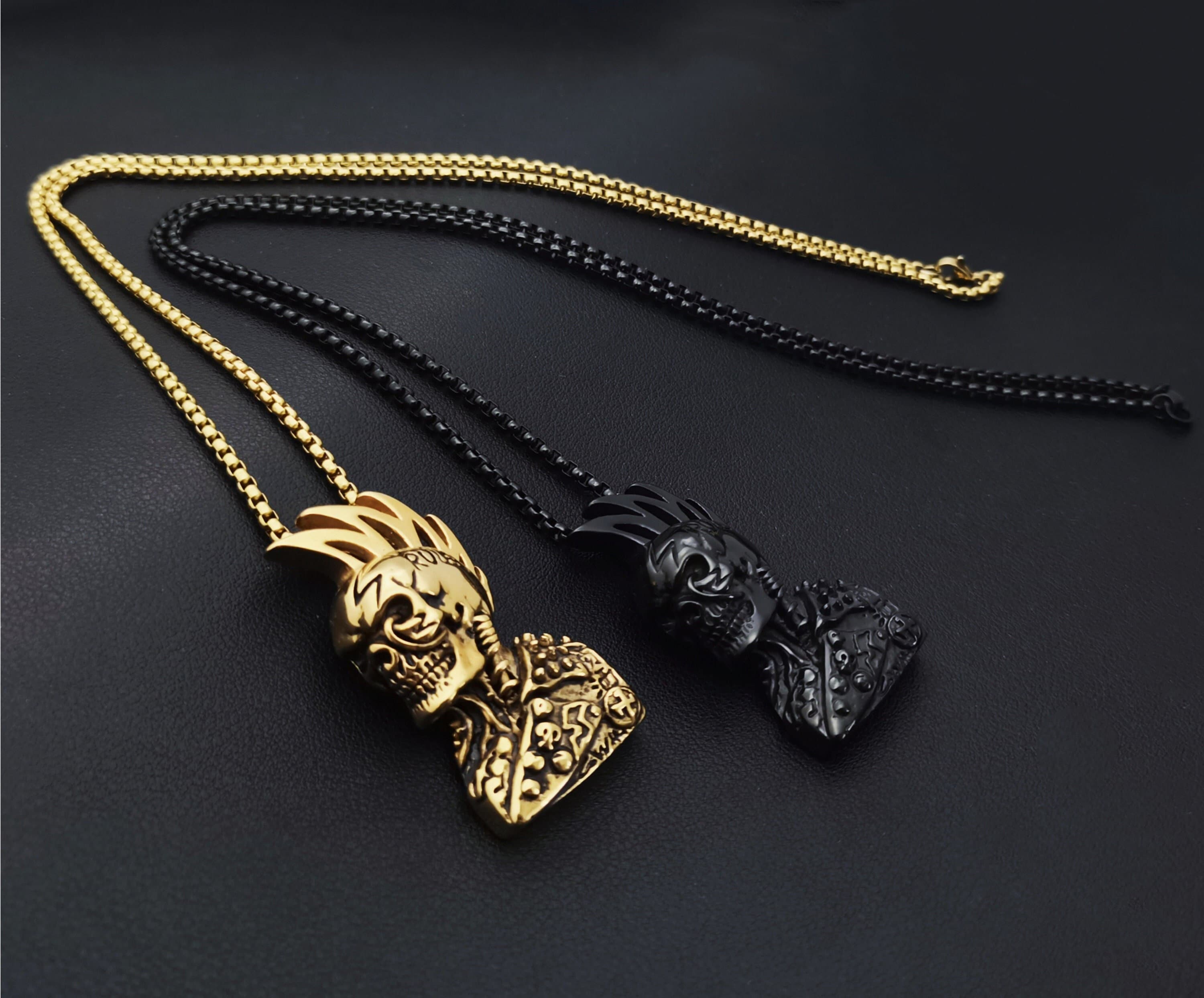 Black Gold Ghost Rider Pendant/mens Gothic Punk Biker Rocker - Etsy