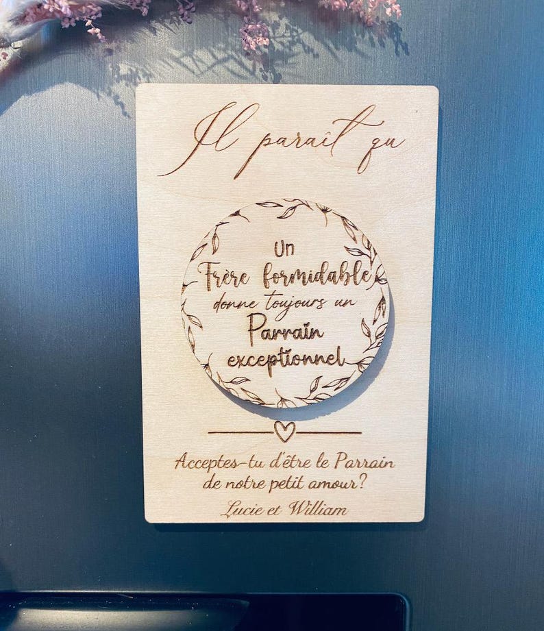 Personalized Wooden Magnet With Godfather/godmother Request Card, Also ...