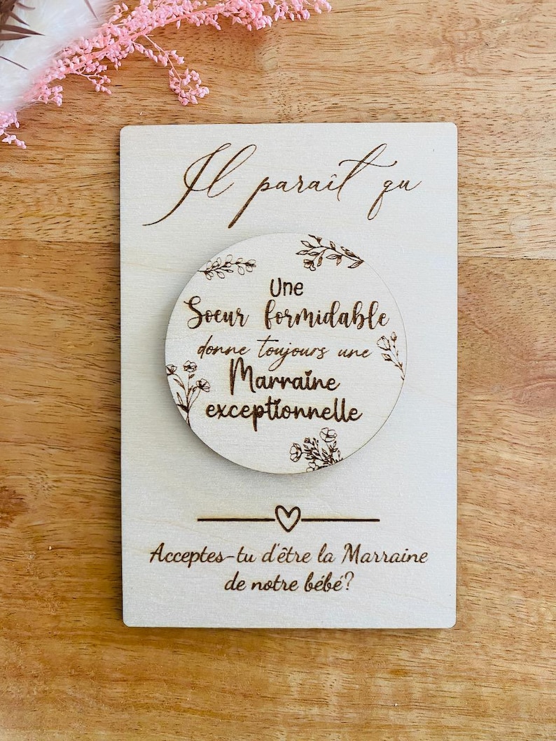 Personalized Wooden Magnet With Godfather/godmother Request Card, Also ...