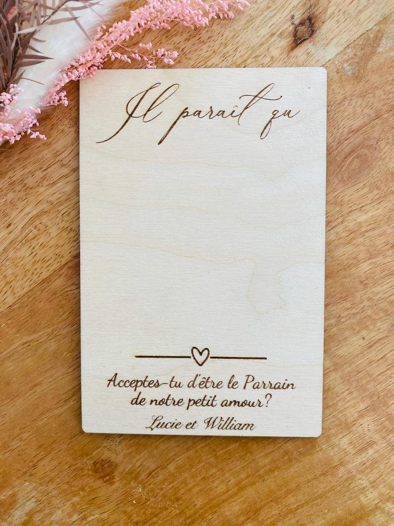 Personalized Wooden Magnet With Godfather/godmother Request Card, Also ...