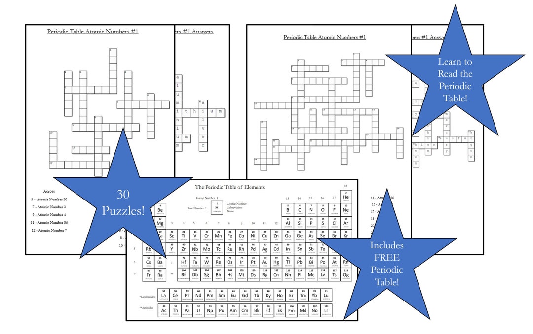 30 Atomic Numbers Periodic Table Crosswords - Etsy