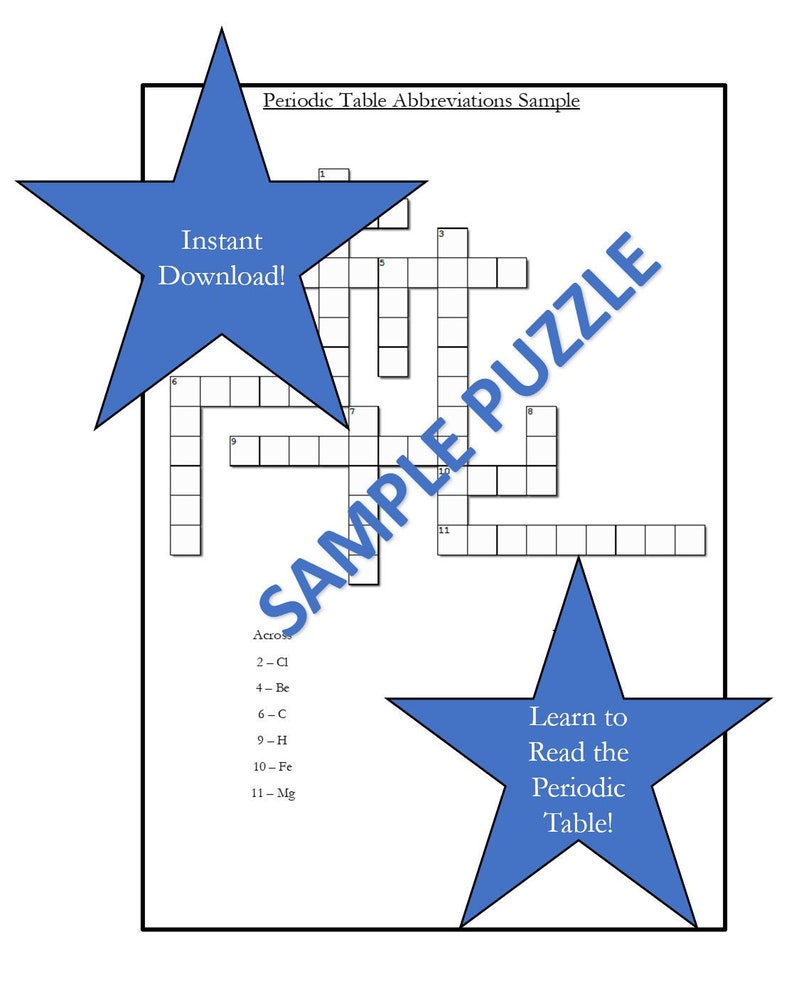 Abbreviations SAMPLE Periodic Table Crossword - Etsy