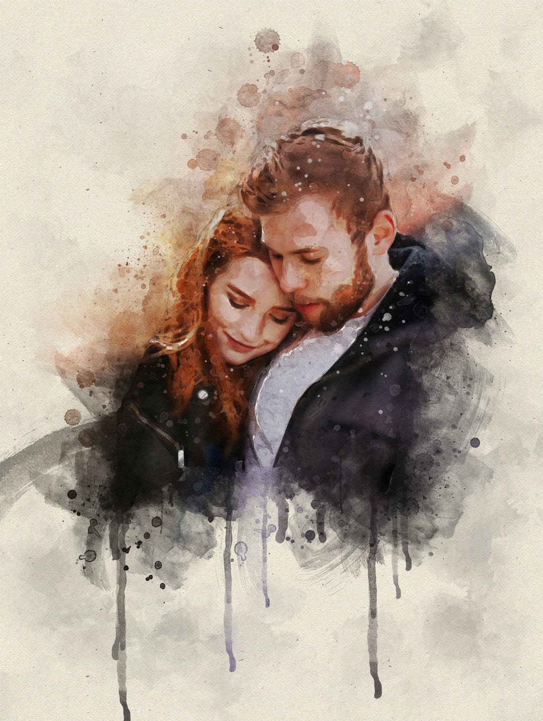 Watercolor Couple Portrait | Birthday Gift Girlfriend Boyfriend ...
