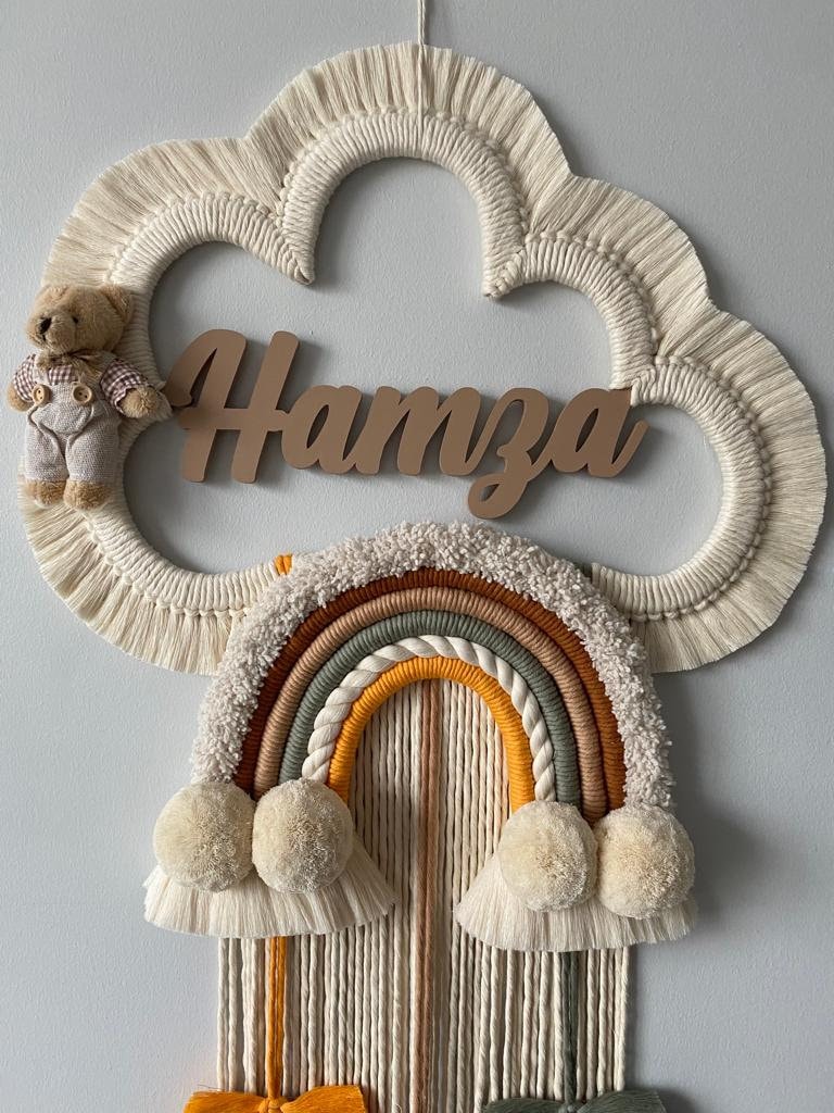 Macrame Door Ornament, Macrame Rainbow, Door Sign, Baby Name Sign ...