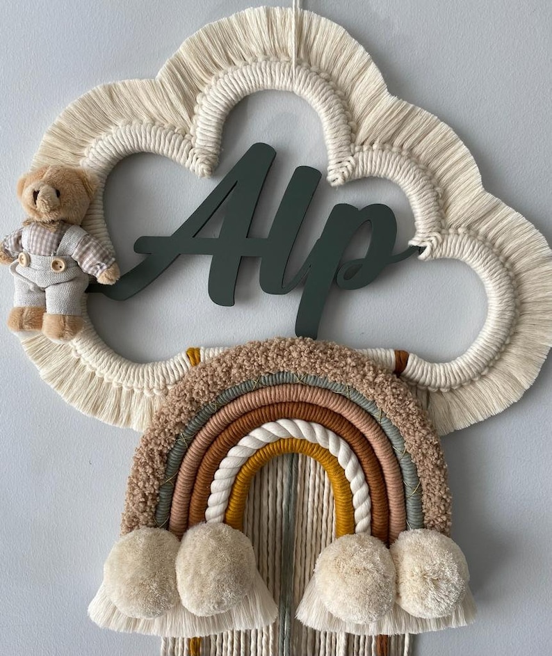 Macrame Door Ornament, Macrame Rainbow, Door Sign, Baby Name Sign ...