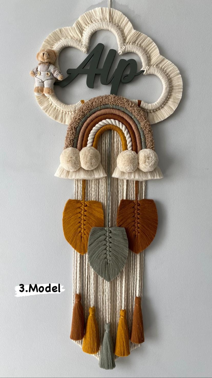 Macrame Door Ornament, Macrame Rainbow, Door Sign, Baby Name Sign ...