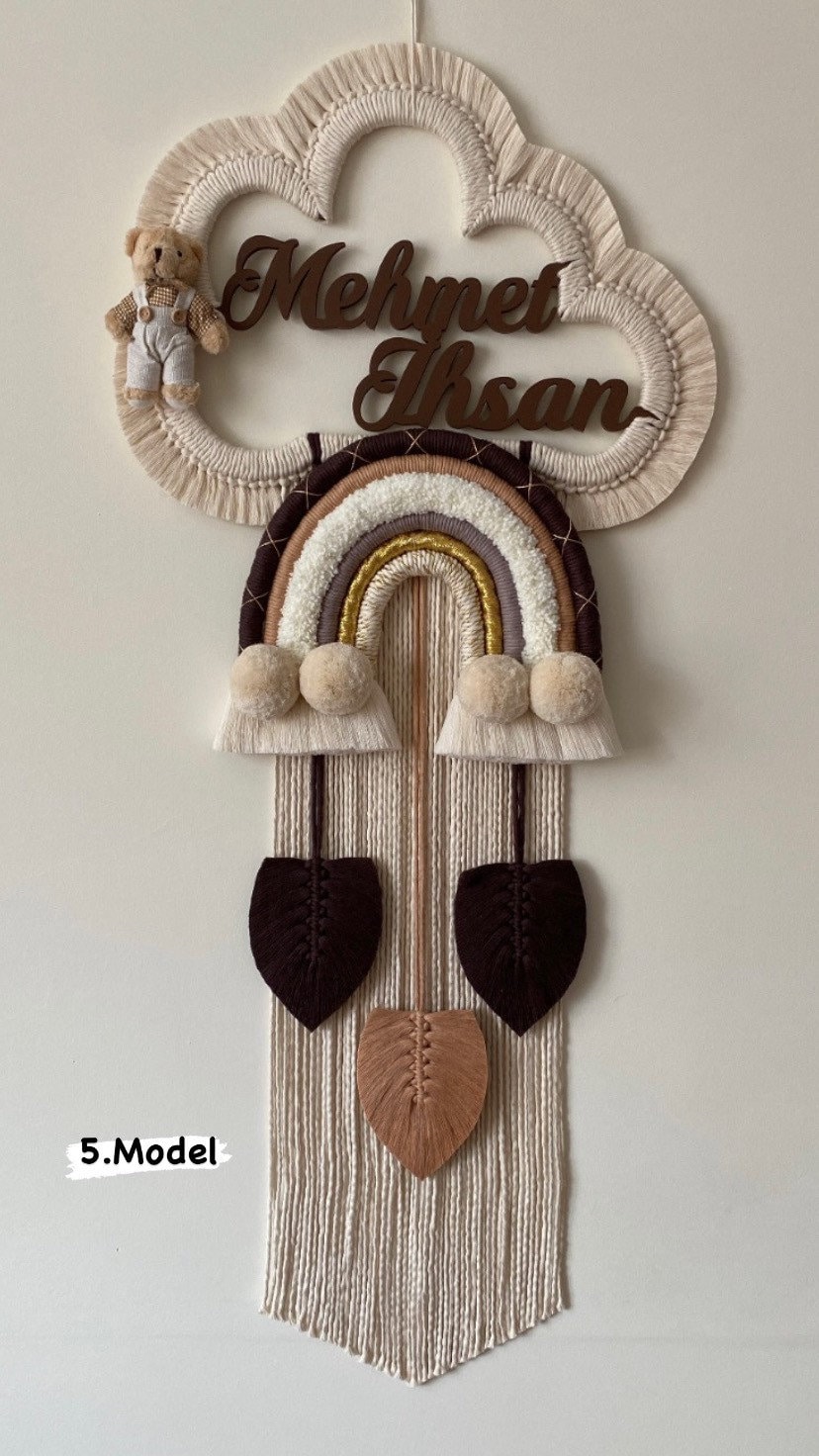 Macrame Door Ornament, Macrame Rainbow, Door Sign, Baby Name Sign ...
