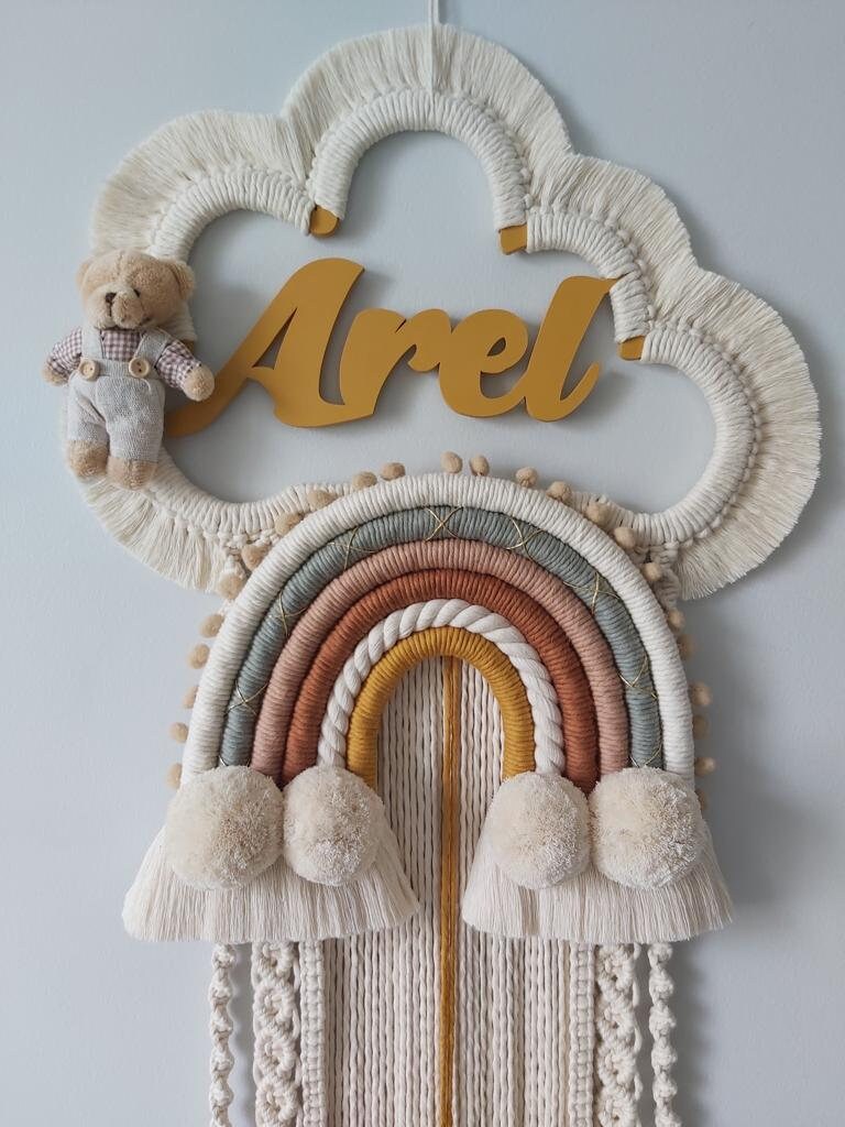 Macrame Door Ornament, Personalized Door Hanging, Custom Macrame Wall Hanging, Kids Room Macrame ...