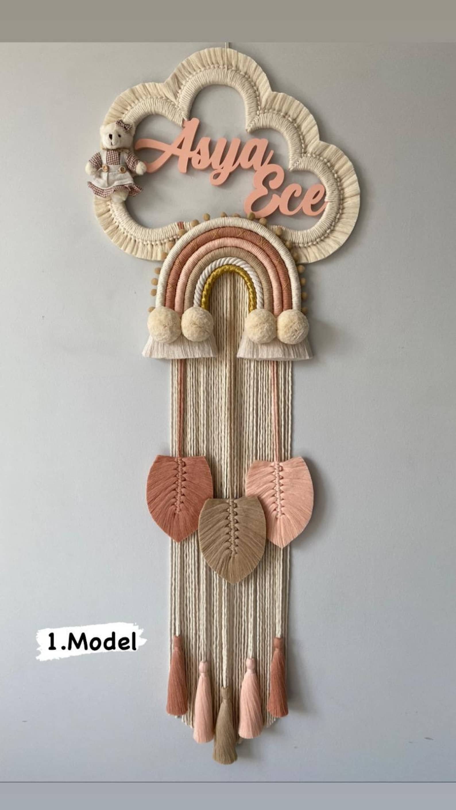Macrame Door Ornament, Macrame Rainbow, Door Sign, Baby Name Sign ...