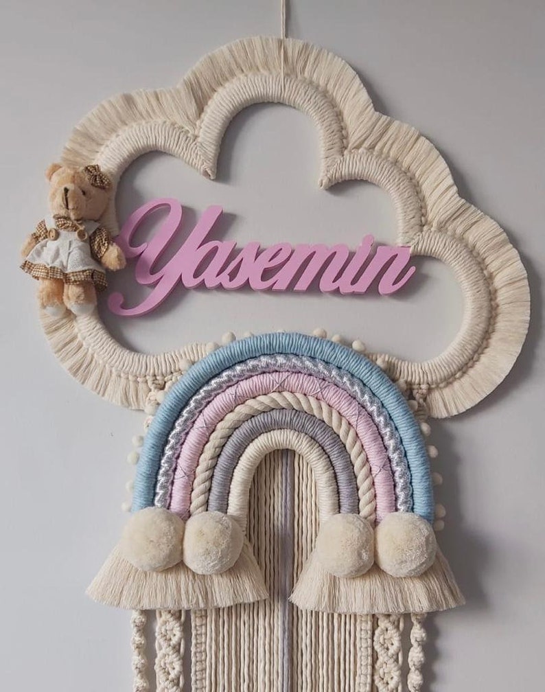 Macrame Door Ornament, Personalized Door Hanging, Custom Macrame Wall Hanging, Kids Room Macrame ...
