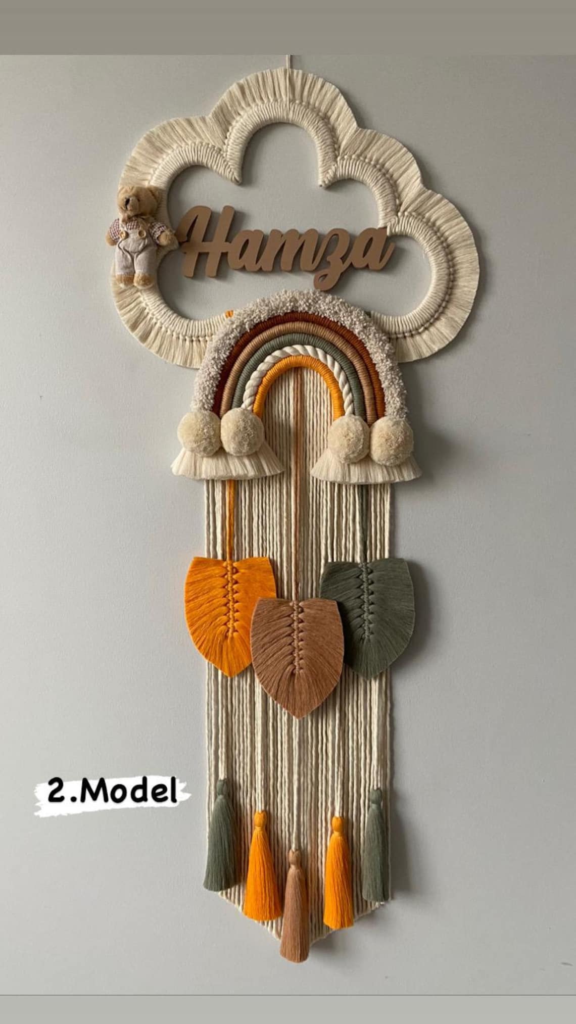 Macrame Door Ornament, Macrame Rainbow, Door Sign, Baby Name Sign ...