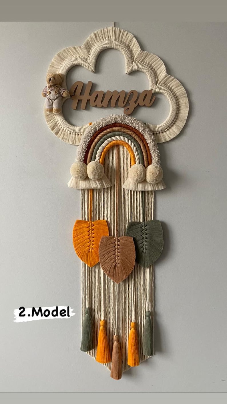 Macrame Door Ornament, Macrame Rainbow, Door Sign, Baby Name Sign ...