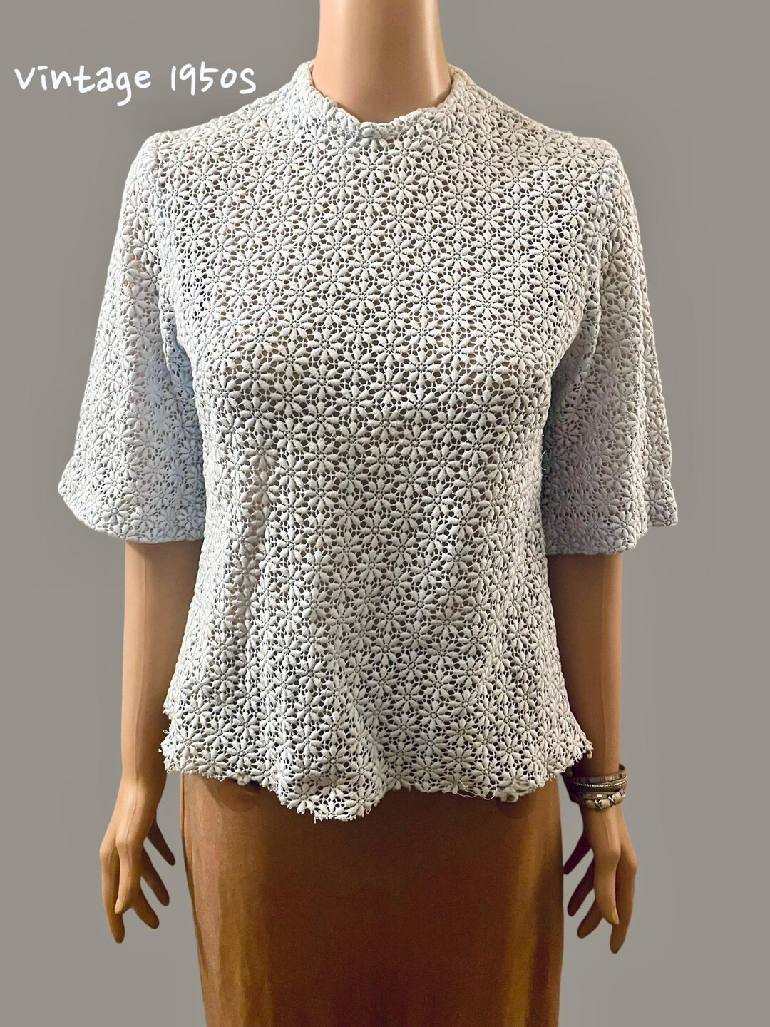 Vintage 1950s Lace Top Mod Style Sexy Back Zip Closure Guipure Lace ...