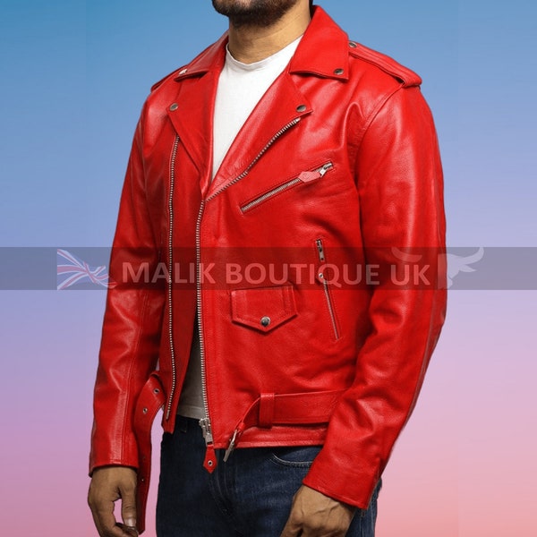 Red Leather Jacket - Etsy