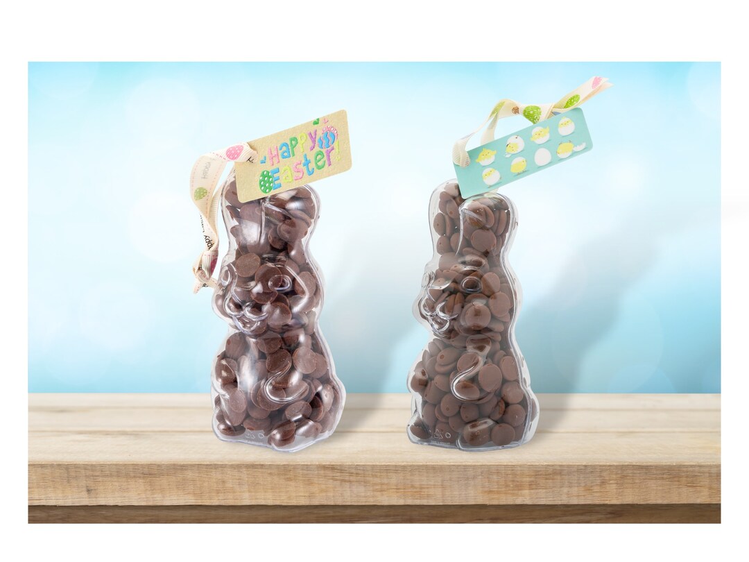 Buttonchocs Chocolate Standing Bunny Gift. Choose Your Label, Ribbon ...