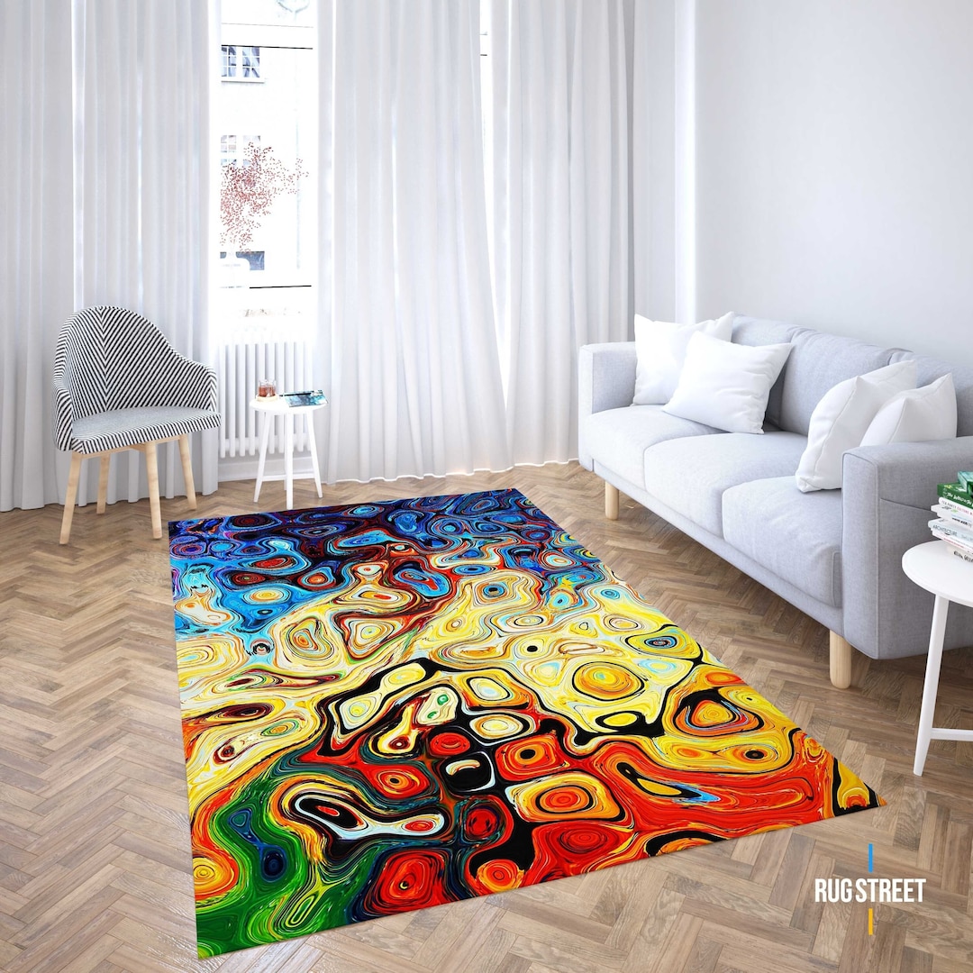 Colorful Art Rug, Graffiti Patterned Rug, Spectrum Rug, Colorful ...