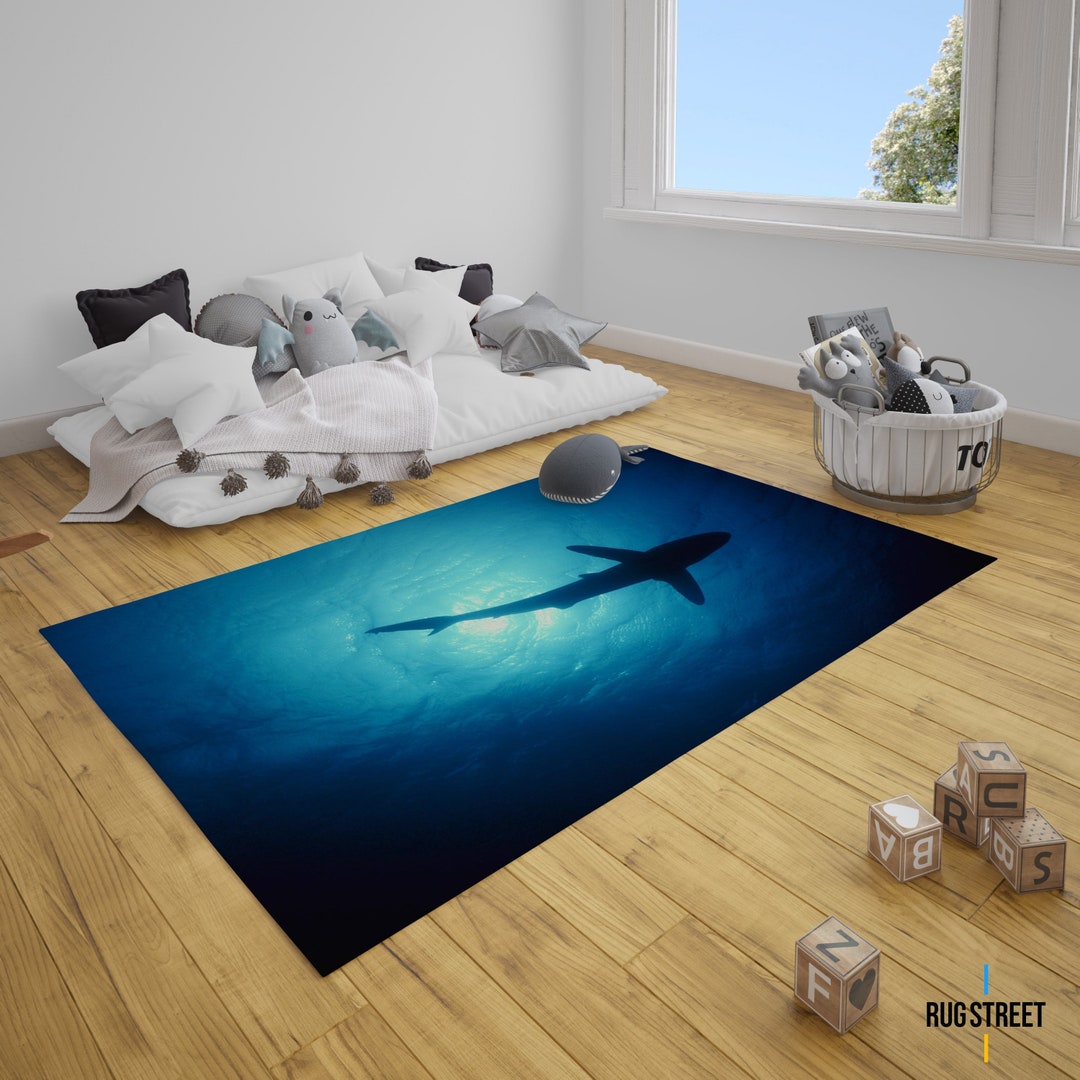 Shark Rug, Submarine Rug, Ocean Theme Rug, Nautical Decor, Designer Rug ...