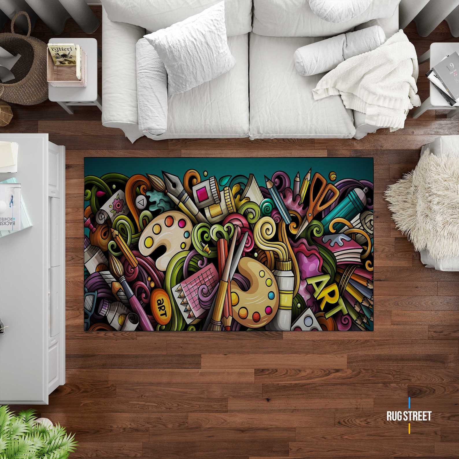 Doodle Rug, Graffiti Rug, Illustrator Rug, Art Rug, Painter Themed Rug ...
