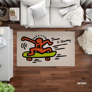 KH, KH Rug, Skate Lover Pop Art Carpet, Sports Room Decor, Skateboard ...