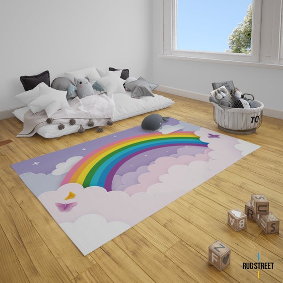 Kids rainbow rug store