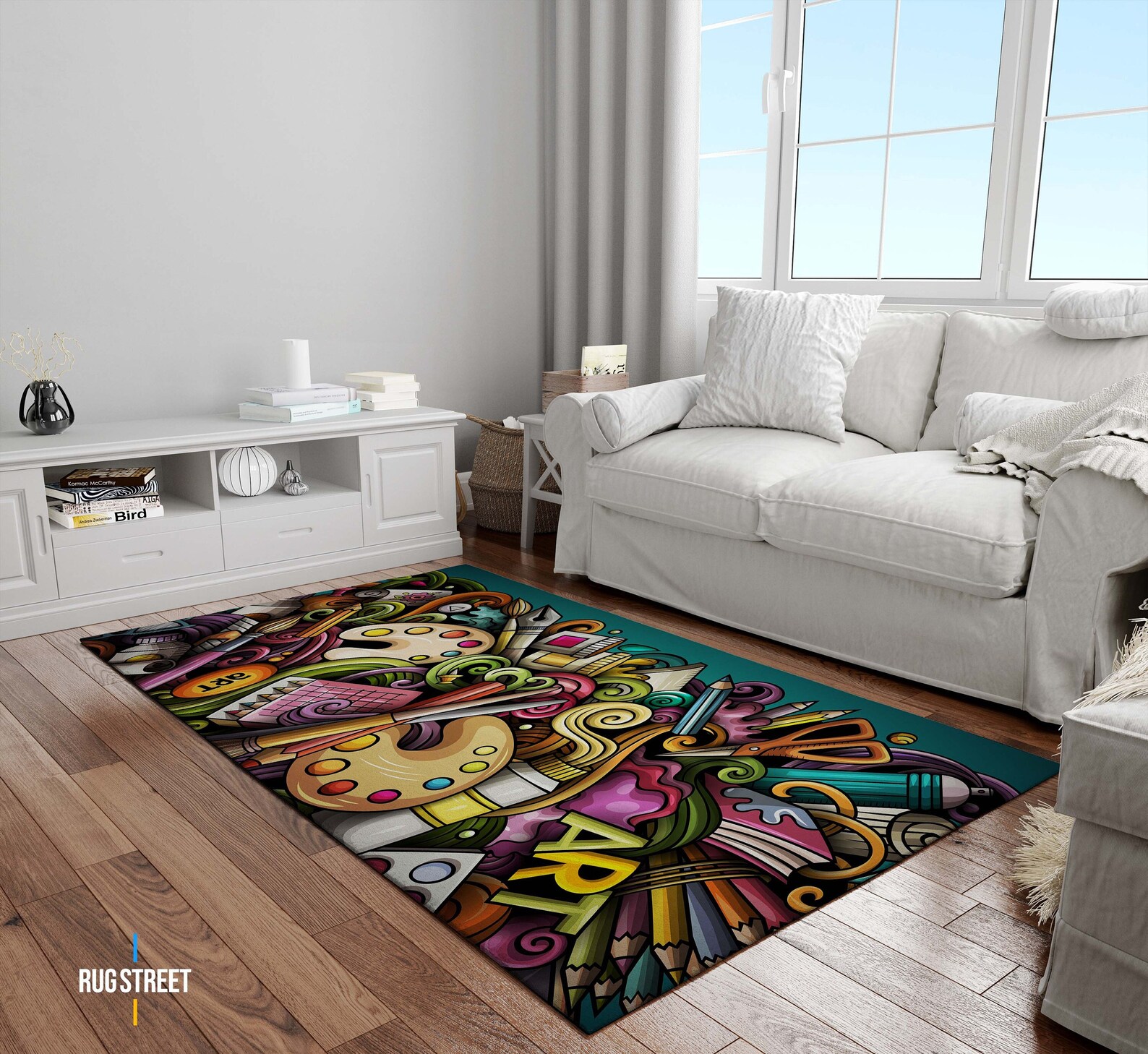 Doodle Rug, Graffiti Rug, Illustrator Rug, Art Rug, Painter Themed Rug ...