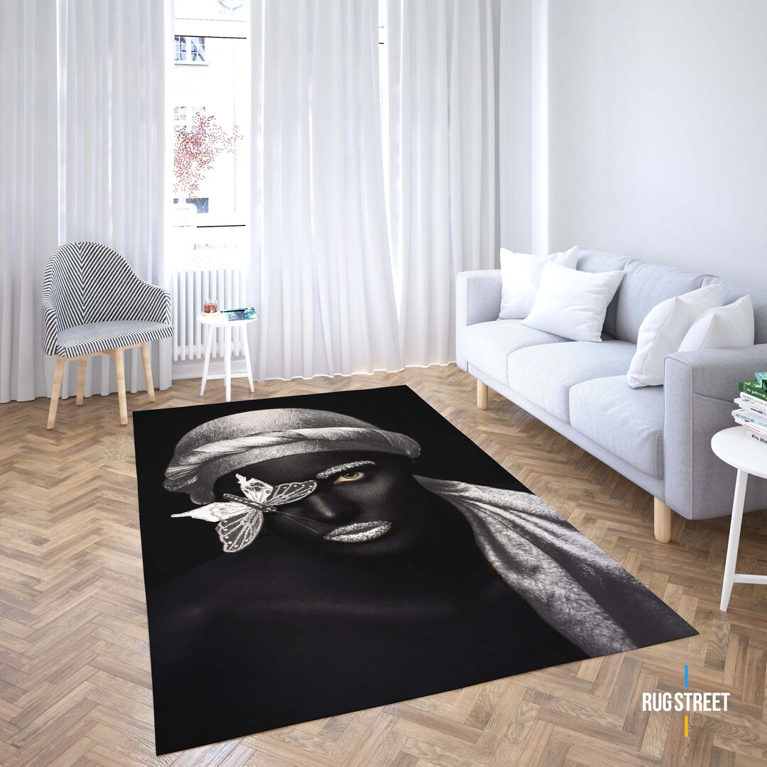 Black Woman Rug, African Themed Black Woman Rug, Women Patterned Rug ...