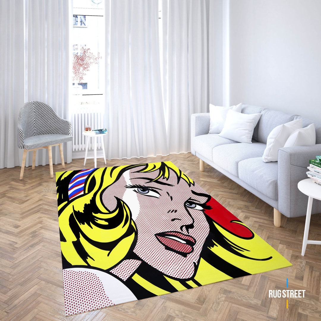 Woman Art Rug, Pop Art Design Rug, Girl Design Rug, Blonde Girl ...