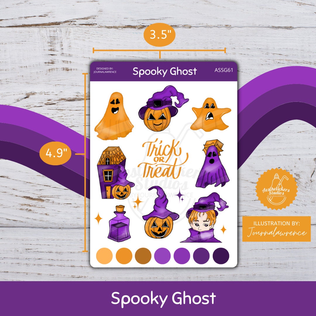 Spooky Ghost Kiss-cut Sticker Sheet by Journalawrence - Etsy