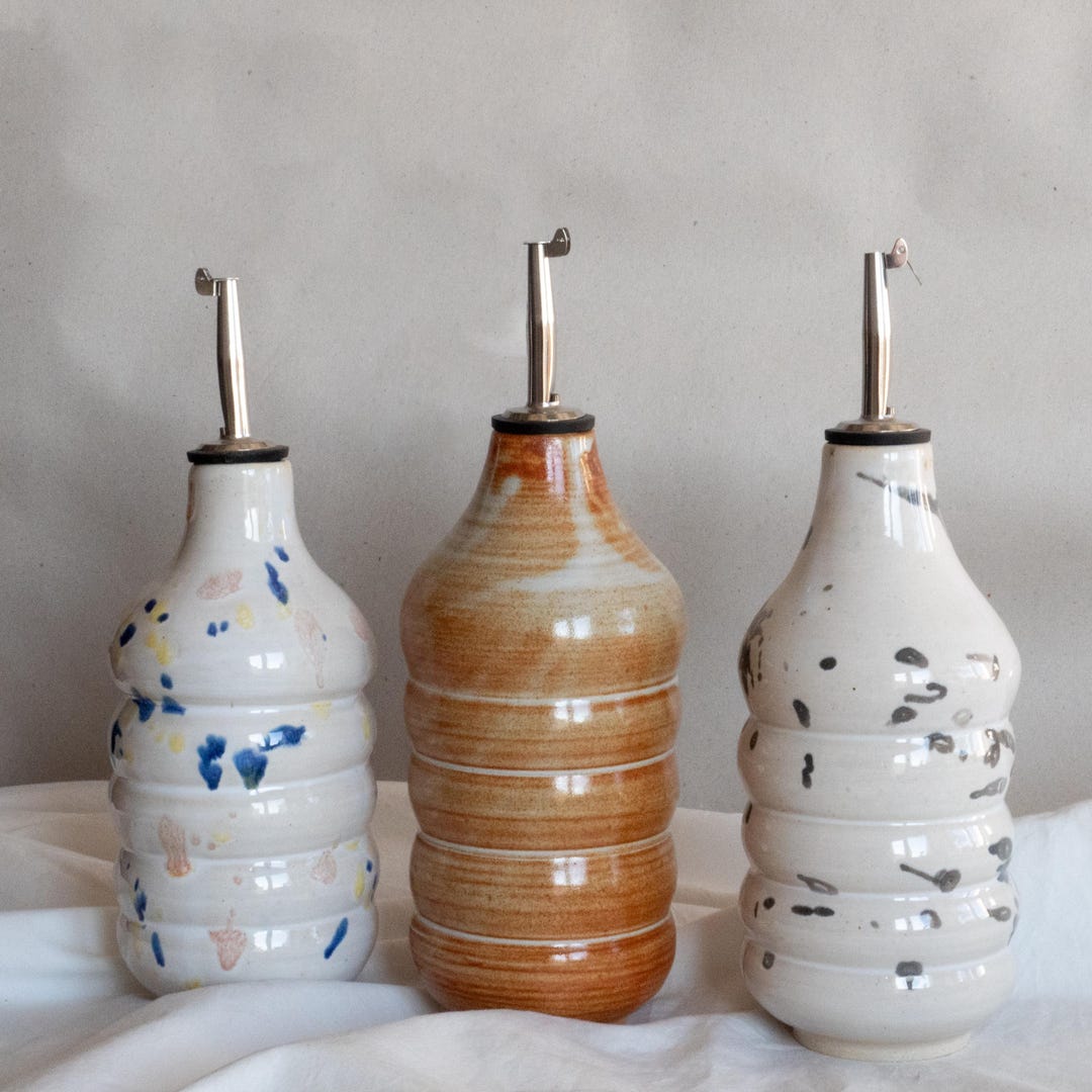 Handmade Ceramic Oil Cruet, Olive Oil Bottle, Vinegar Dispenser (ready ...