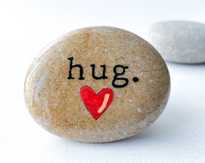 Personalized Pocket Hug Pebble, Send a Hug Pocket Worry Stone Friend ...