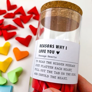 DIY Love Jar, Paper Hearts in a Jar With Love Quotes Reasons Why I Love ...