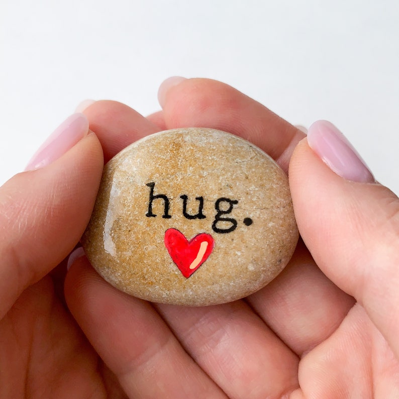 Personalized Pocket Hug Pebble, Send a Hug Pocket Worry Stone Friend ...