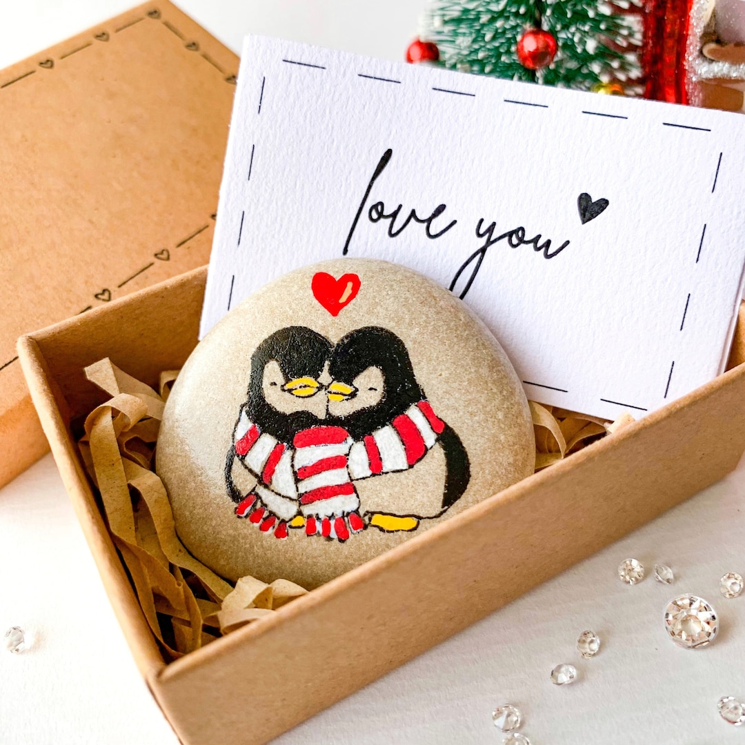 Kissing Penguins Pebble | Be My Penguin | Love Penguin Gift | Penguin ...