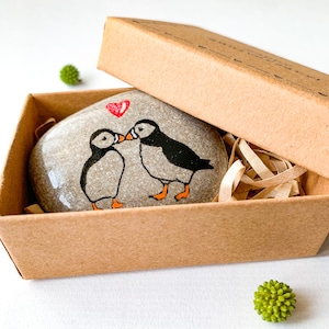 Personalized Small Gift for Boyfriend Girlfriend Puffins Bird Pebble ...