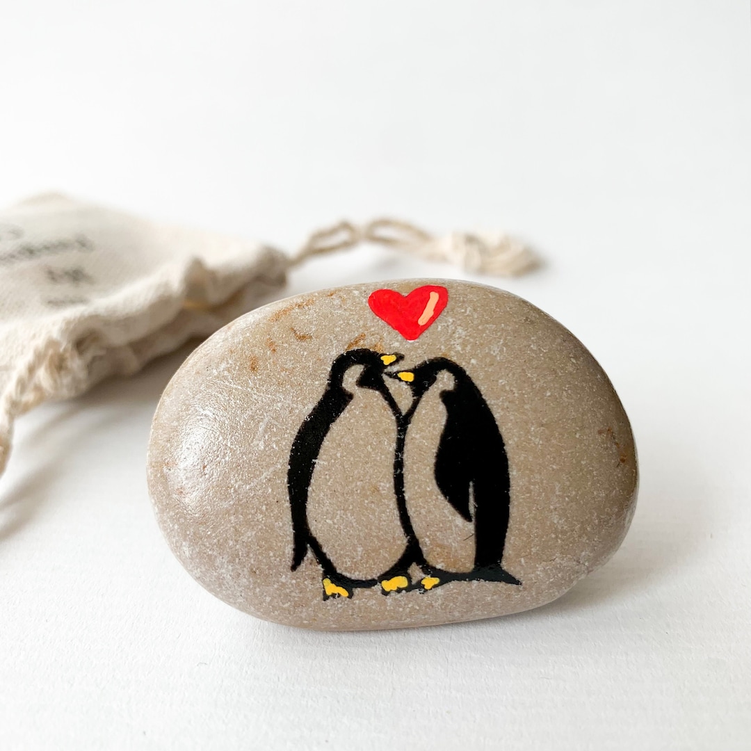 Cute Penguin Pebble Romantic Gift for Girlfriend, One Year Dating ...