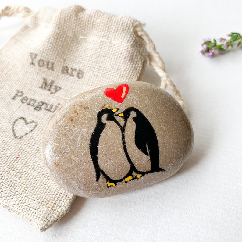 Personalized Penguin Pocket Pebble Rock, Anniversary Thoughtful Gift ...