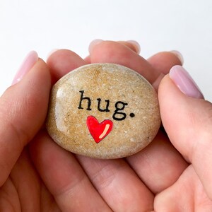 Personalized Pocket Hug Pebble, Send a Hug Pocket Worry Stone Friend ...