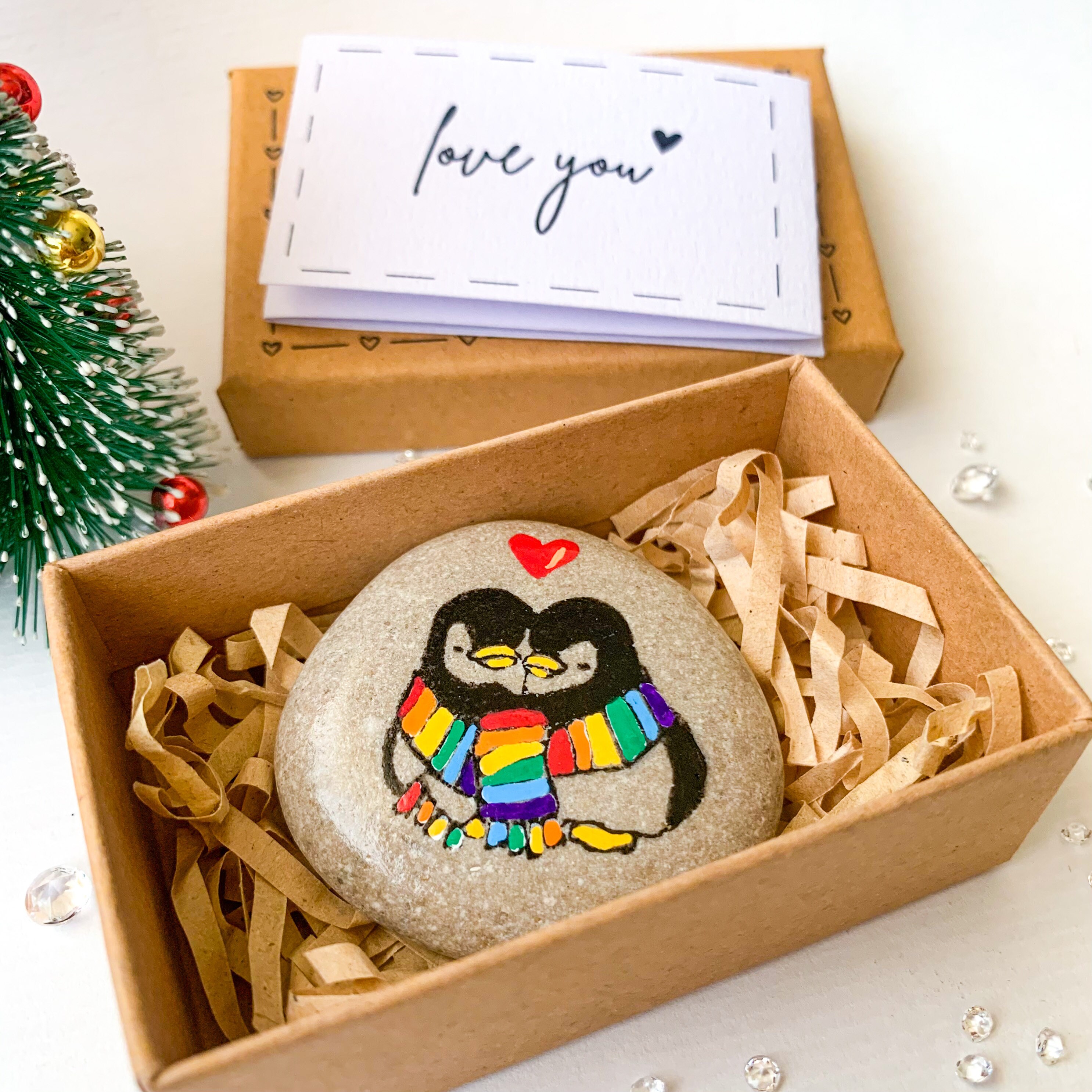 Personalized Lesbian Girlfriend Gift, LGBTQ Pride Penguin Gift Pebble ...
