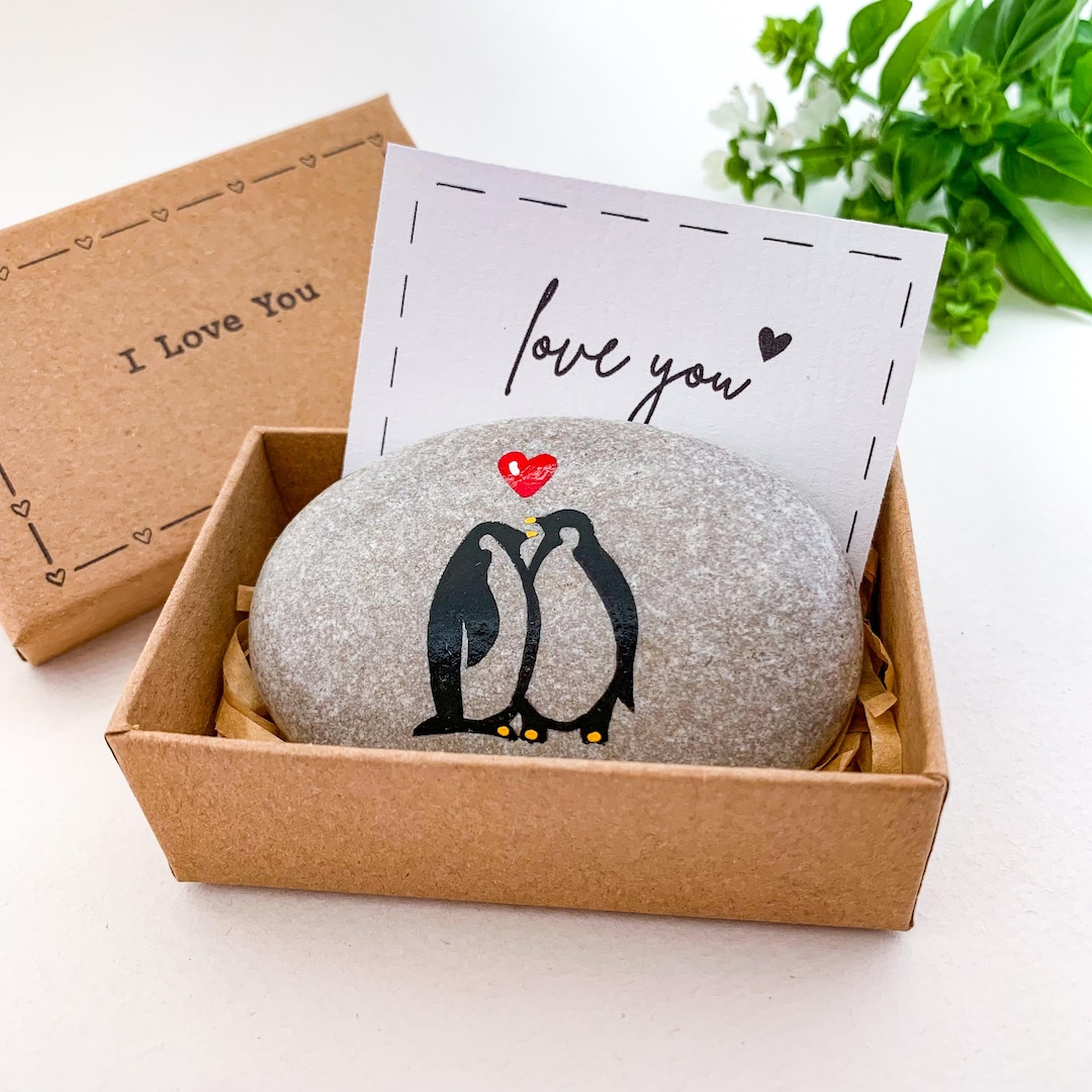 Personalized Penguin Pebble Rock Penguin Gift for Wife From Husband ...