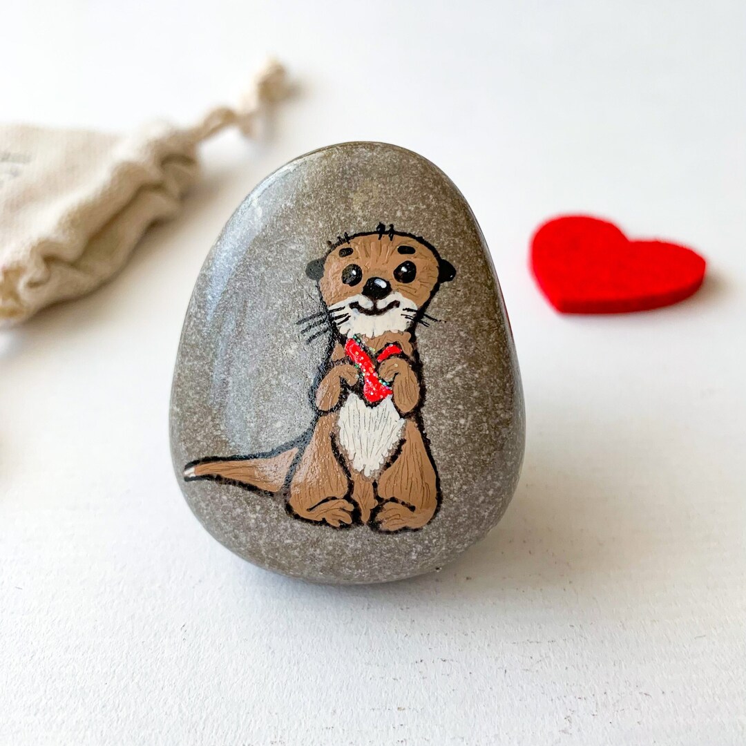 Personalized Otter Pebble Stone Romantic Gift Him, Significant Otter ...