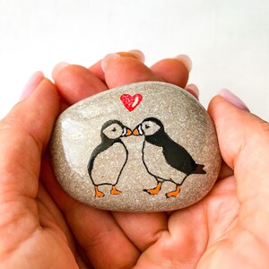 Personalized Small Gift for Boyfriend Girlfriend Puffins Bird Pebble ...