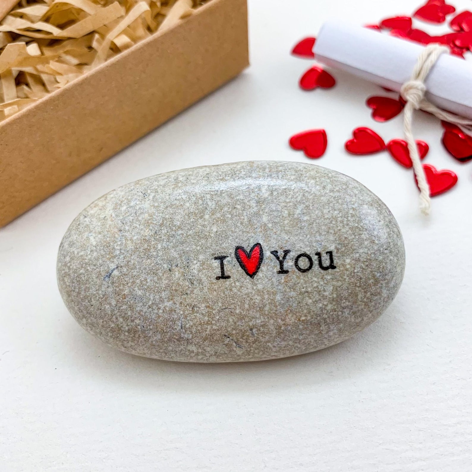 Personalized Stone With I Love You Written, Penguin Pebble, Love Gift ...