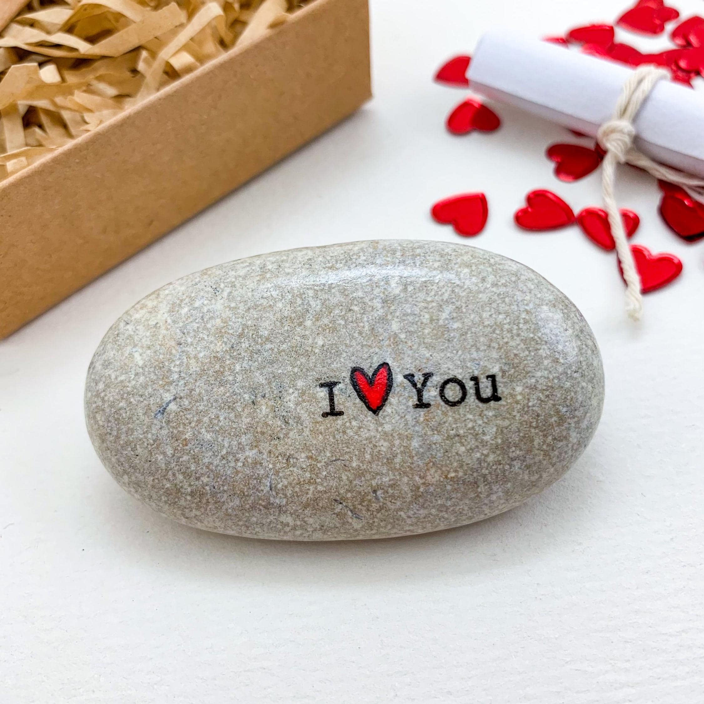 Personalized Stone With I Love You Written, Penguin Pebble, Love Gift ...