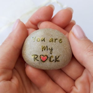 You Are My Rock Inspirational Quotes Stone Gift for Mom Dad Bestie ...