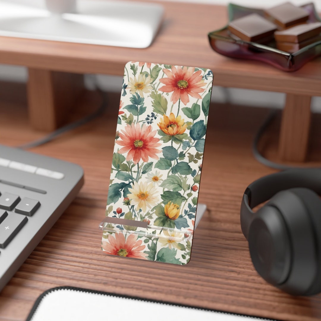 Mobile Display Stand for Smartphones - Colorful Flower Pattern - for ...