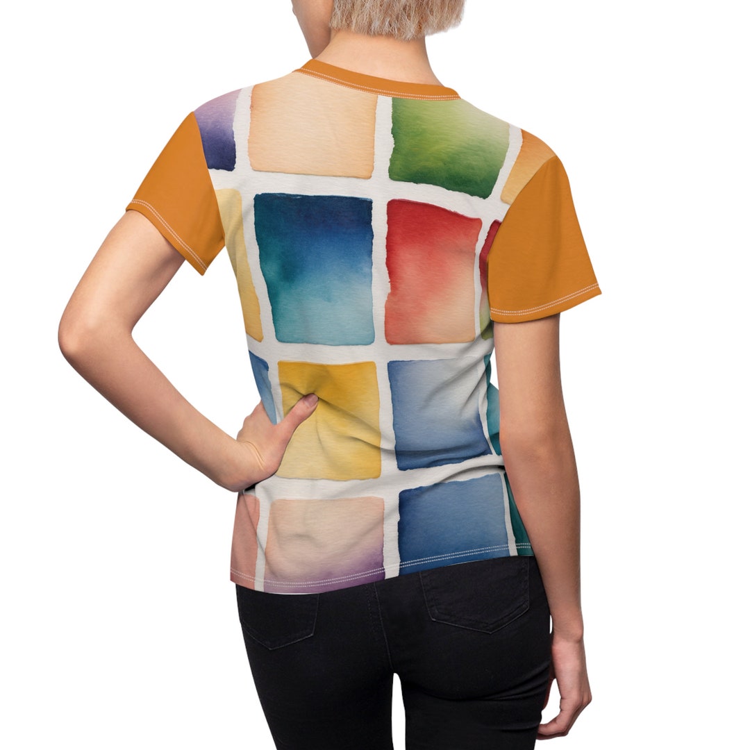 Abstract Squares Pattern Women's Cut & Sew Tee - Colorful Squares ...